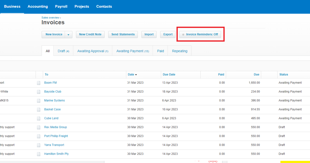 Xero Invoice Reminders - MKG Partners