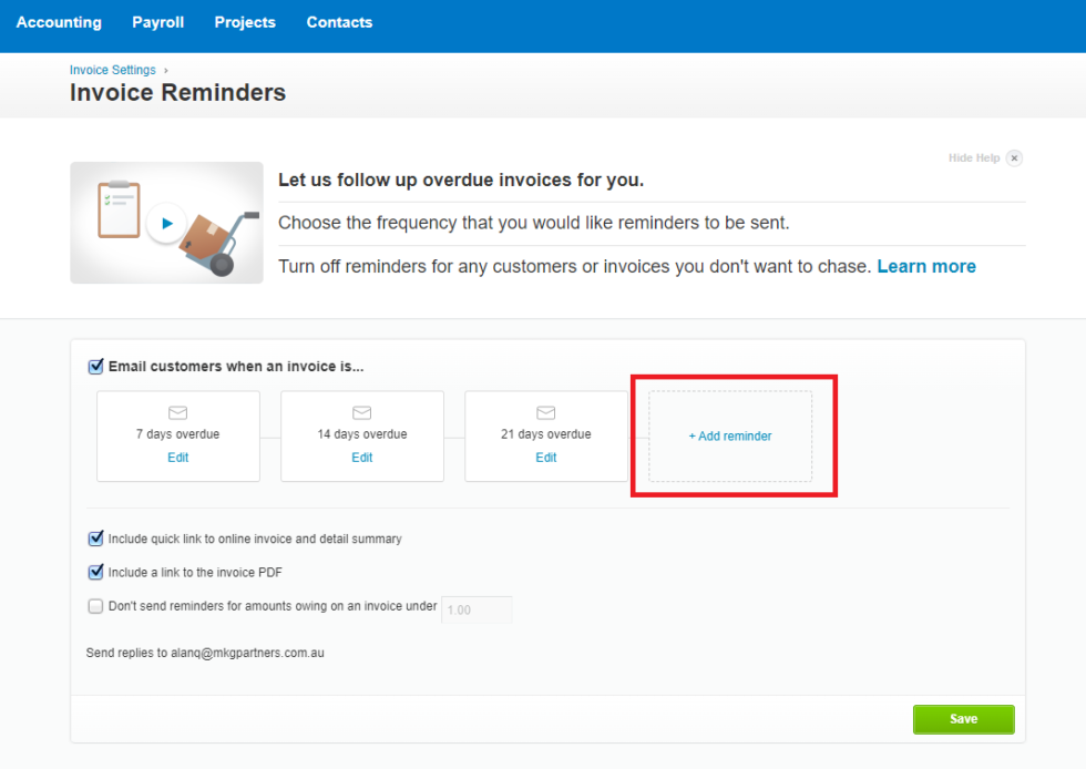 Xero Invoice Reminders - MKG Partners